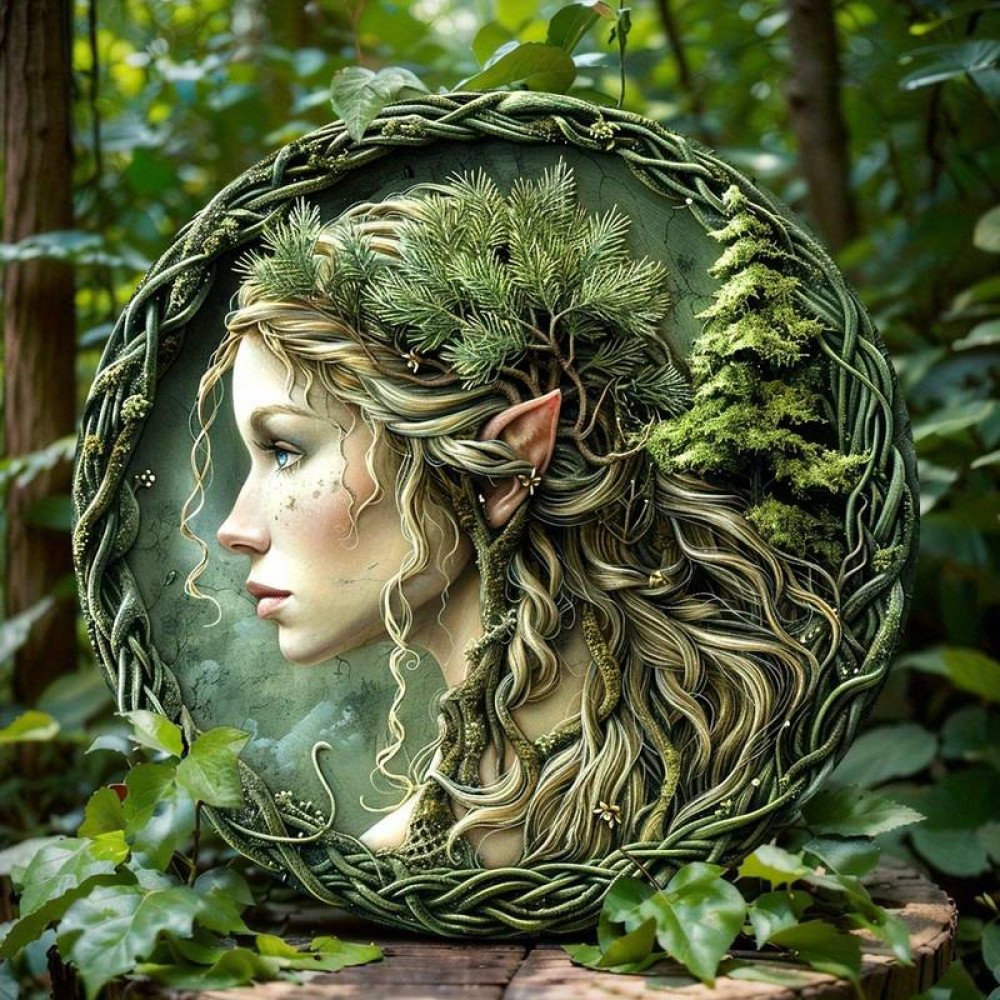 Round Metal Sign Woodland Elf